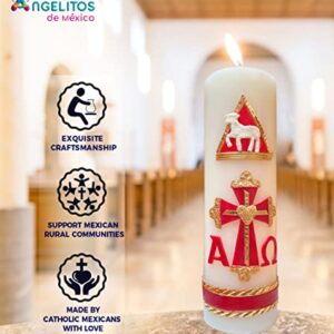 Angelitos de Mexico Alpha Omega Sheep Catholic Paschal Candle Handmade Artisanal Cirio