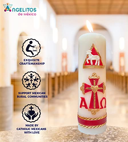 Angelitos de Mexico Alpha Omega Sheep Catholic Paschal Candle Handmade Artisanal Cirio