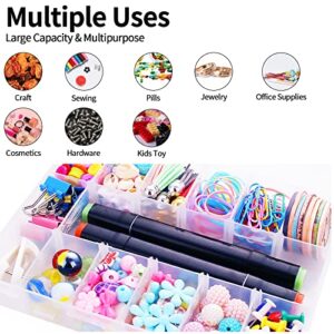 Ecurfu 18 Grids Clear Organizer Box, Small Plastic Compartments Storage Container with Dividers for Ribbon, DIY Crafts, Bead, Jewelry, Sewing, Fishing Tackles, Thread, Size 7.9x6.2x1.2 In