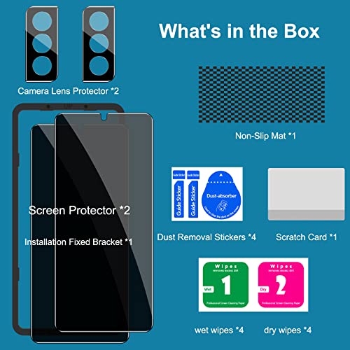 [2+2 Pack] LYWHL for Samsung Galaxy S22 Plus Privacy Screen Protector [Support Fingerprint ID] + Camera Lens Glass Protector, Black Film for Galaxy S22 Plus 6.6”, Case Friendly