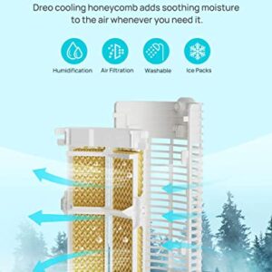 Dreo Evaporative Air Cooler, 40” Cooling Fan with 80° Oscillating, Humidifying, Removable Water Tank, Remote Control, 3 Speeds, 7H Timer, Personal Swamp Cooler, ‎White Cream, Large, DR-HEC001-W2