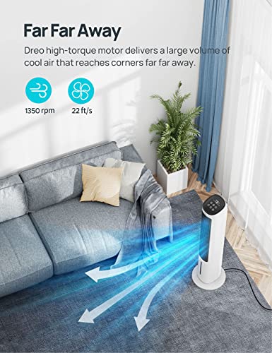 Dreo Evaporative Air Cooler, 40” Cooling Fan with 80° Oscillating, Humidifying, Removable Water Tank, Remote Control, 3 Speeds, 7H Timer, Personal Swamp Cooler, ‎White Cream, Large, DR-HEC001-W2