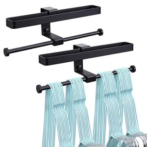 skiken wall hanger organizer stacker, hanger holder rack/hanger caddy, wall storage hanger rack for closet, laundry, multi-purpose, small space, aluminum (black, 2-pack)