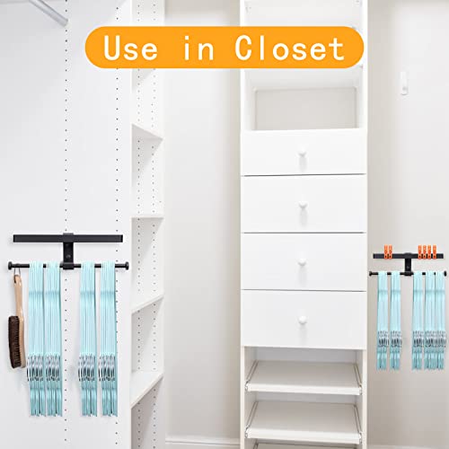 SKIKEN Wall Hanger Organizer Stacker, Hanger Holder Rack/Hanger Caddy, Wall Storage Hanger Rack for Closet, Laundry, Multi-Purpose, Small Space, Aluminum (Black, 2-Pack)