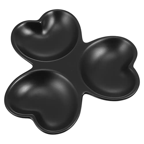 UPKOCH Jewelry Display Box Ceramic Heart Shaped Salad Plate Food Candy Dessert Platter Porcelain 3- Section Tray for Dried Fruits Nuts Candies Black Heart Shaped Cupcake Pan