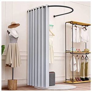 clothing store fitting room, changing room used in mall and office, u-dressing room for privacy protection and room divider, including shading curtain, hanging rod and hook up (38x38x79in, light grey)