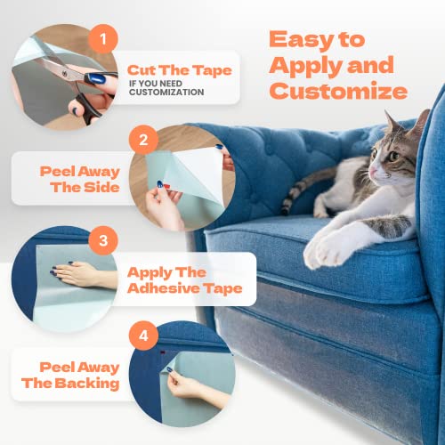 KatSupreme Cat Scratch Couch Protector - 12XL Sheets, Clear (Almost Invisible), Extra Durable, Easy to Customize, Residue-Free Furniture Protector