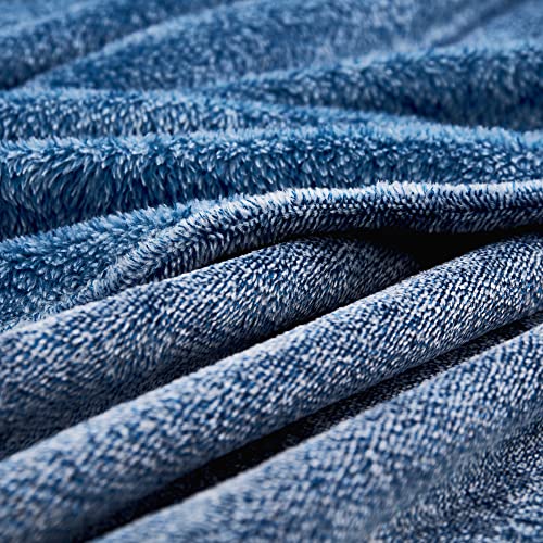 TILLYOU Cationic Flannel Fleece Blanket Soft Lightweight, Comfort Double Plush Throw Blanket for Bed, Sofa, Couch, Travel, 90x108 Inches, Navy