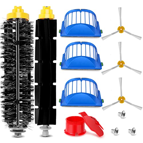 SogYupk 12-Pack Replacement Accessory Set,Compatible for iRobot Roomba 595 620 650 671 694.Replacement Parts Kit Includes 1 Bristle and Flexible Beater Brush -3 Filter -3 Side Brush -2 Cleaning Tools.