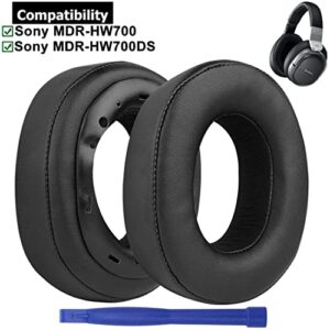 MDR-HW700 Ear Pads, Replacement Protein Leather Earpads Memory Foam Ear Cushions Repair Parts for Sony MDR-HW700 MDR-HW700DS MDR HW700 HW700DS Headphones - Black