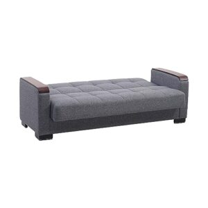 Ottomanson Furniture Legacy Collection Upholstered Convertible with Storage, Sofabed, Grey 2