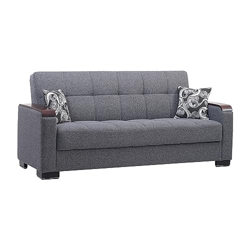 Ottomanson Furniture Legacy Collection Upholstered Convertible with Storage, Sofabed, Grey 2