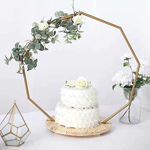 Efavormart Nonagon Wedding Arch Cake Stand, Metal Floral Centerpieces Display - 27"