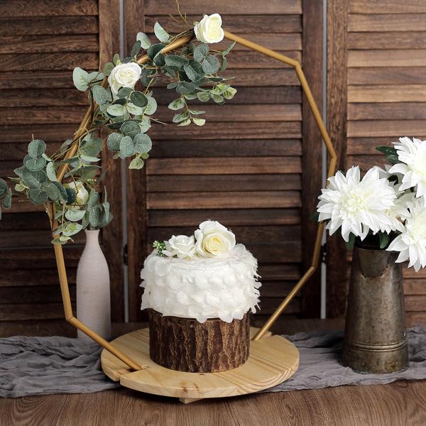 Efavormart Nonagon Wedding Arch Cake Stand, Metal Floral Centerpieces Display - 27"