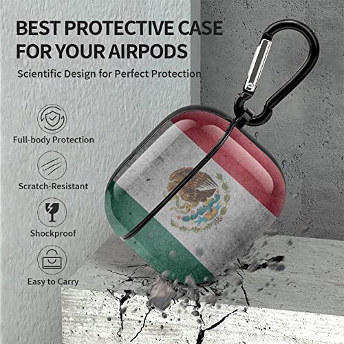 YouTary Compatible with Airpods 3 Case Cover 2021 with Keychain Mexico Flag Pattern Pattern, Apple AirPod Headphone Cover Unisex Shockproof Protective Wireless Charging