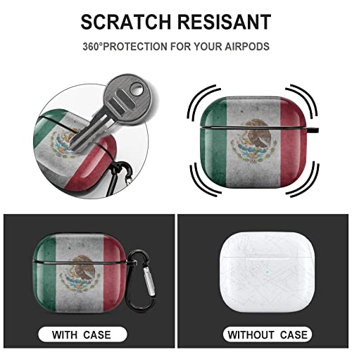 YouTary Compatible with Airpods 3 Case Cover 2021 with Keychain Mexico Flag Pattern Pattern, Apple AirPod Headphone Cover Unisex Shockproof Protective Wireless Charging