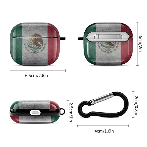 YouTary Compatible with Airpods 3 Case Cover 2021 with Keychain Mexico Flag Pattern Pattern, Apple AirPod Headphone Cover Unisex Shockproof Protective Wireless Charging