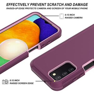 Qinmay for Samsung Galaxy A03S Case with HD Screen Protector [2 Packs], [Not Fit A02S] Shockproof Dustproof 3 in 1 Durable Phone Case, WineRed Pink