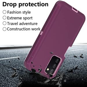 Qinmay for Samsung Galaxy A03S Case with HD Screen Protector [2 Packs], [Not Fit A02S] Shockproof Dustproof 3 in 1 Durable Phone Case, WineRed Pink