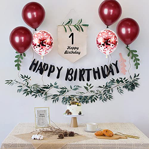 Gadeja 60pcs Burgundy Balloons Red Confetti Balloons Set For Birthday Party Decoration, 12inch Wine Red Balloons And Red Confetti Balloons Kit For Women Party Supplies, Wedding, Girl’s Party Decor