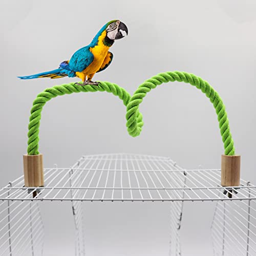 2 Pack Bird Hemp Rope Perch Swing, Bird Cage Stand Pole Accessories, Paw Grinding Standing Climbing Perch for Parrot, Parakeet, Budgies, Lovebirds(23.62"/60 cm)