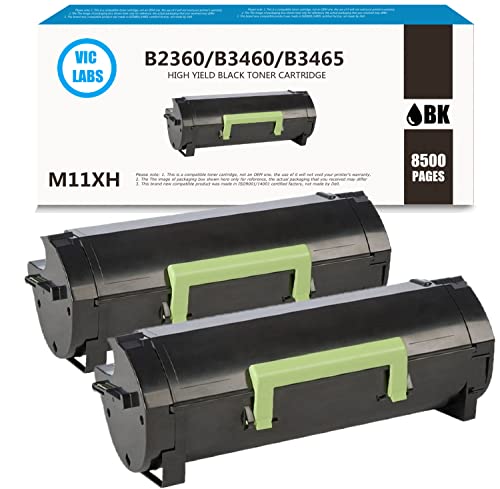 Compatible B2360 M11XH Toner Cartridge Replacement for Dell B2360dn Toner Cartridge B2360 B3460 B3465 B2360d B2360dn B3460dn B3465dn B3465dnf 2360d 3460dn(Black,2 Packs)