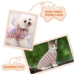 T'CHAQUE Cotton Dog Shirt Rainbow Striped Cat Tee Shirts, Breathable Soft Pet Basic Clothes for Small Medium Dogs/Cats, Adorable Puppy Apparel Cat Jumpsuit for All Season, Pets Clothing Pullover, L