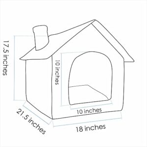 Ushang Pet Indoor Dog House for Small & Medium Dog, Red Brick Doggy Indoor House Dog Bed with Soft Pillow, Size M 21.5 x 18 x 17.5 inch