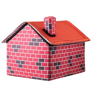 Ushang Pet Indoor Dog House for Small & Medium Dog, Red Brick Doggy Indoor House Dog Bed with Soft Pillow, Size M 21.5 x 18 x 17.5 inch