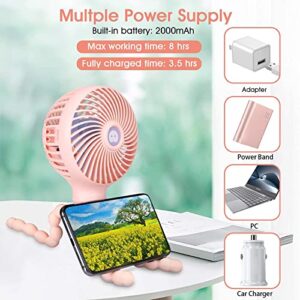 Mini Handheld Stroller Fan, Personal Portable Fan Baby Car Seat Clip-On Fan with DIY Flexible Tripod, USB Rechargeable Fan Adjustable 3 Speeds for Bedroom, Outdoor, Camping, Bike, BBQ