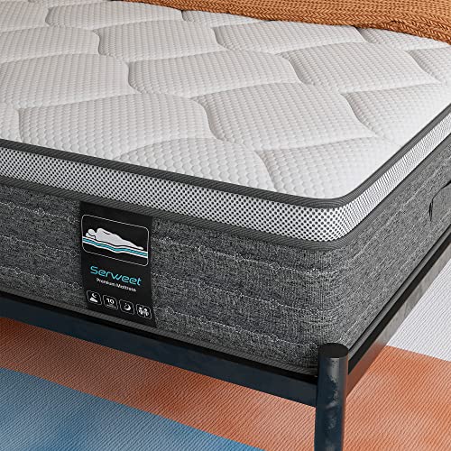 Serweet 12 Inch Memory Foam Hybrid Full Mattress - 5-Zone Pocket Innersprings for Motion Isolation -Heavier Coils for Durable Support -Medium Firm -Fiberglass-Free -Made in North America