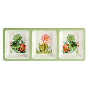 certified international desert beauty melamine three section relish tray, 14.50-inch length