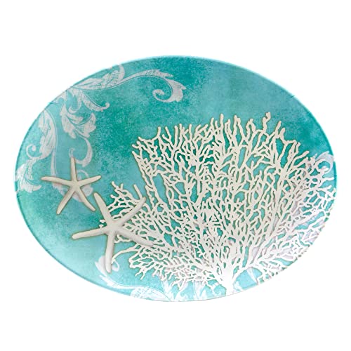 Certified International Inspired Coast Melamine Oval Platter,18-inch Length Multicolor