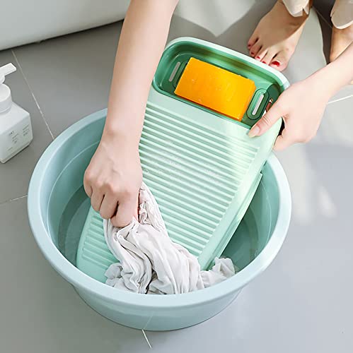 Emivery Portable Washboard for Laundry Mini Non Slip Underwear Sock Washing Board Plastic Clothes Washing Scrubbing Board for Home Bathroom Green