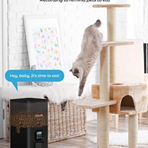 Voluas Automatic Cat Feeders for Two Cats, Double Pet Feeder with 2 Stainless Steel Bowls,6L Timed Cat Feeder with Memory Function, Pet Food Dish