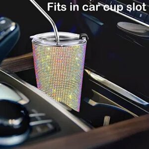 Bling Diamond Straw Cup,17oz Stainless Steel Thermal Bottle,Vacuum Double Wall Insulated Cup Glitter Water Bottle,Bling Cup, Leak-Proof Insulated Coffee Cup for Gym Fitness Travel Office Use (multi)