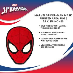 Marvel Spider-Man Mask Printed Area Rug | Indoor Floor Mat, Accent Rugs For Living Room and Bedroom, Home Decor For Kids Playroom | Comic Book Gifts And Collectibles | 52 x 35 Inches