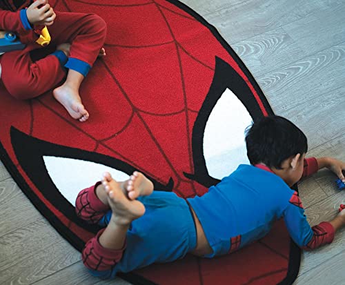 Marvel Spider-Man Mask Printed Area Rug | Indoor Floor Mat, Accent Rugs For Living Room and Bedroom, Home Decor For Kids Playroom | Comic Book Gifts And Collectibles | 52 x 35 Inches