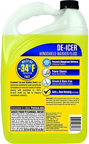 Prestone AS253 De-Icer Windshield Washer Fluid, Freeze Protection 1 Gallon