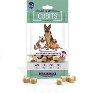 cubits with yogurt | natural training treat | loaded with prebiotics and probiotics | no crumbs - no sticky mess | gluten - lactose - soy - grain free | 3.5 oz per pouch