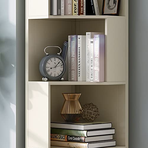 WILK 5-Layer Cube Corner Bookshelf Solid Wood Corner Bookcase, White, 15.7(L) x 15.7(W) x 71.7(H)