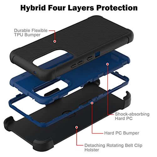 Leptech for Samsung Galaxy A53 5G Phone Case with Glass Screen Protector, [Holster Series] Belt Clip Protective Hard Tough Full Heavy Duty Rugged Military Shockproof Armor Cell Phone Cover (Black)