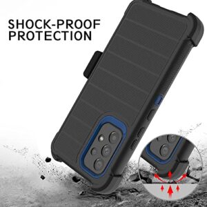 Leptech for Samsung Galaxy A53 5G Phone Case with Glass Screen Protector, [Holster Series] Belt Clip Protective Hard Tough Full Heavy Duty Rugged Military Shockproof Armor Cell Phone Cover (Black)