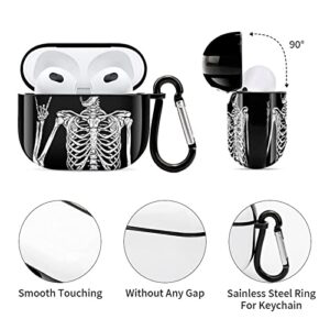 YouTary Compatible with Airpods 3 Case Cover 2021 with Keychain Rock and Roll Skeleton Skull Boho Hippie Pattern, Apple AirPod Headphone Cover Unisex Shockproof Protective Wireless Charging