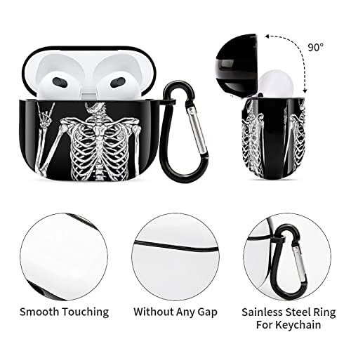 YouTary Compatible with Airpods 3 Case Cover 2021 with Keychain Rock and Roll Skeleton Skull Boho Hippie Pattern, Apple AirPod Headphone Cover Unisex Shockproof Protective Wireless Charging