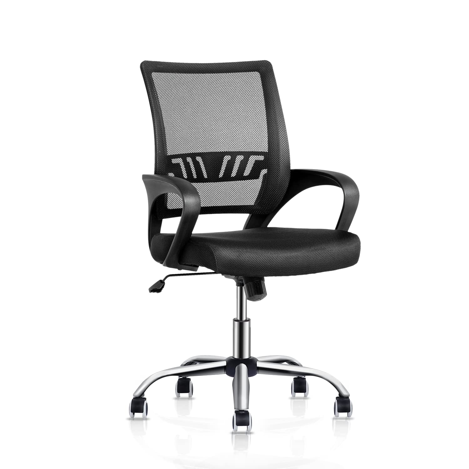 MoNiBloom Office Swivel Desk Mesh Chair, Mid Back Ergonomic Rolling Computer Task Chair with Lumbar Support, Adjustable Height/Tilt, Black