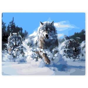 sxchen 60"x80" blankets plush sofa bed throw wolves artistic snowy forest