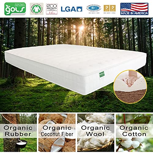 NATURAL LIFE PALMPRING Kochi Queen Mattress - Organic Latex Coconut Coir 6” Medium Firm 2 Layer Comfortable Sleep Bed Dust Free