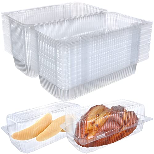 50 Pcs Plastic Loaf Container Transparent Cake Slice Containers Plastic Containers with Lids 9.06 x 4.92 x 3.15“ Clear Hinged Lid Cheesecake Container Disposable to Go Box for Restaurants Delivery Takeout