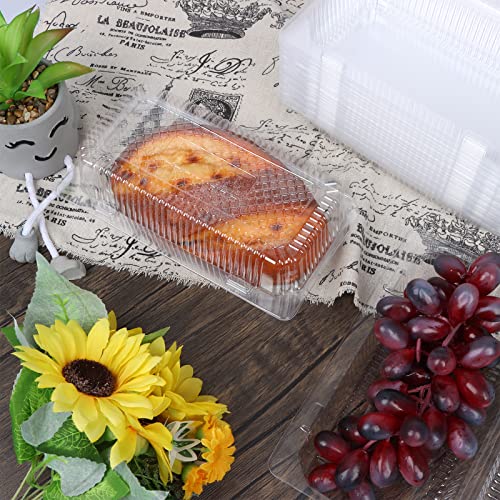 50 Pcs Plastic Loaf Container Transparent Cake Slice Containers Plastic Containers with Lids 9.06 x 4.92 x 3.15“ Clear Hinged Lid Cheesecake Container Disposable to Go Box for Restaurants Delivery Takeout